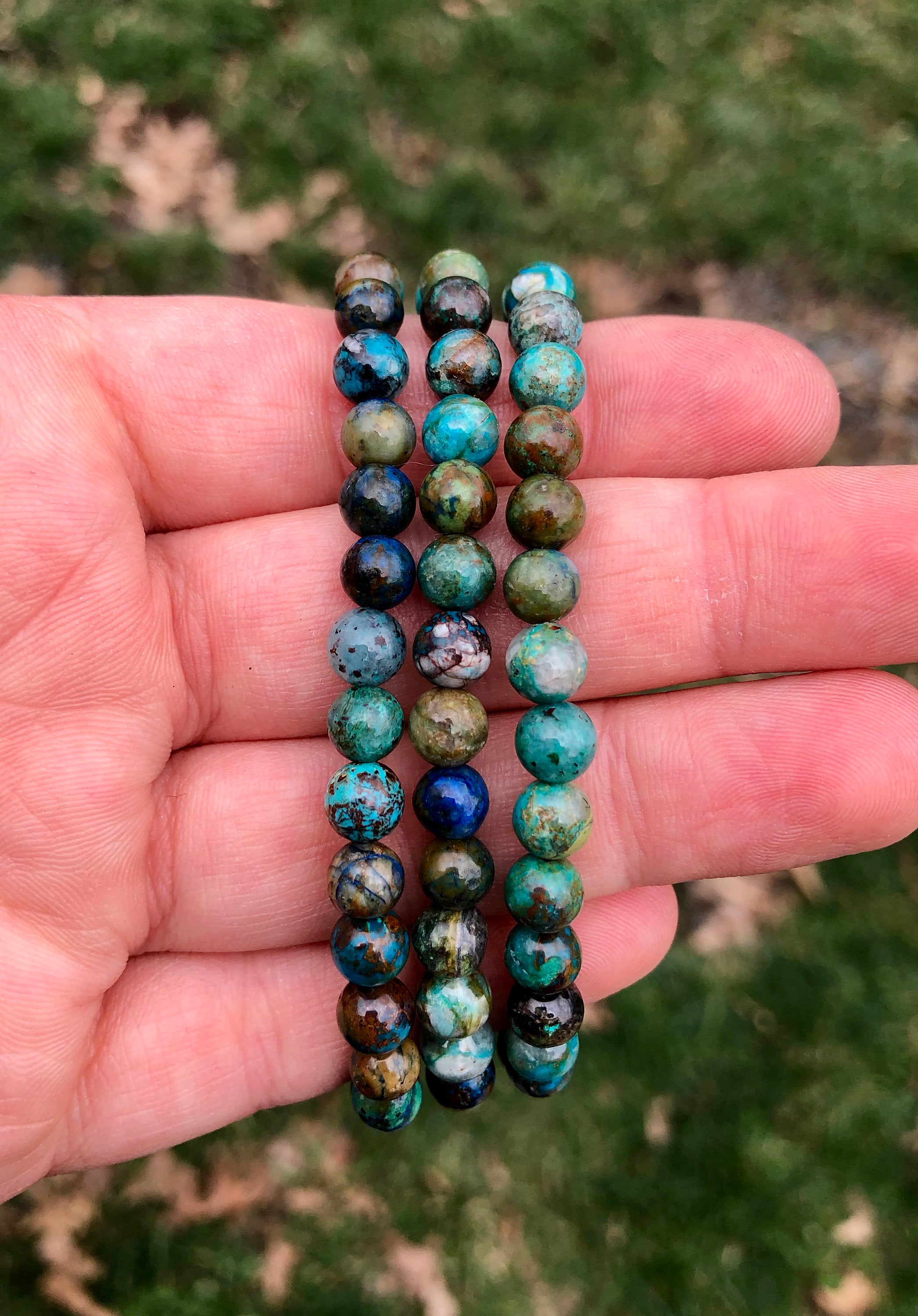 Azurite Bracelet - Azurite Chrysocolla Bracelet - Azurite Malachite ...