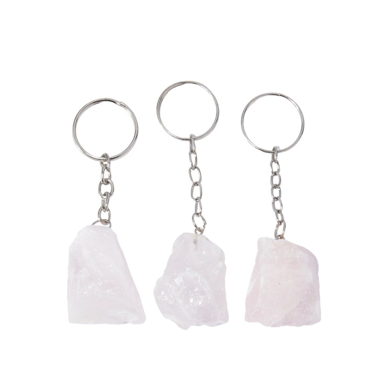 Raw Rose Quartz Crystal Keychain Rose Quartz Stone Keychain | Etsy