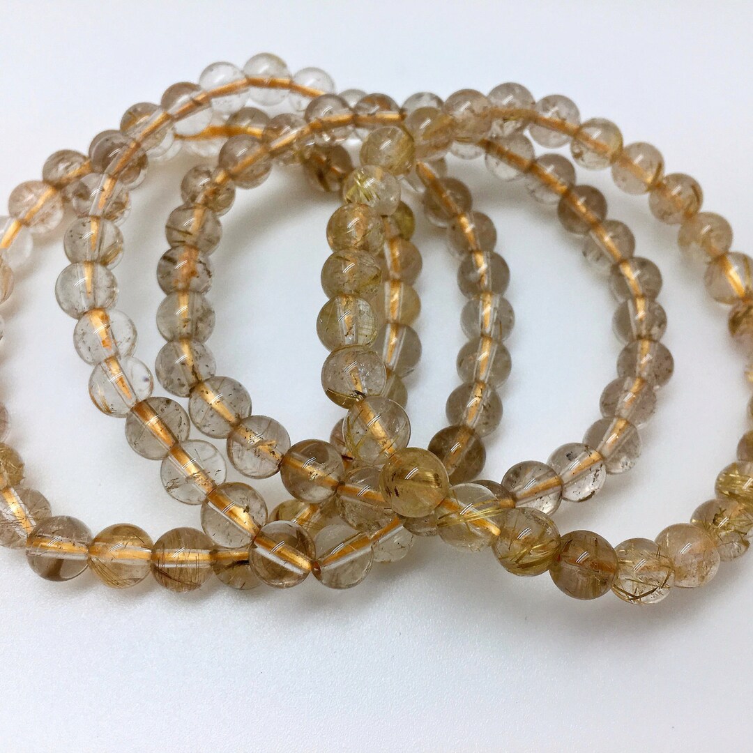 Golden Rutilated Quartz Bracelet Elastic Bracelet - Etsy