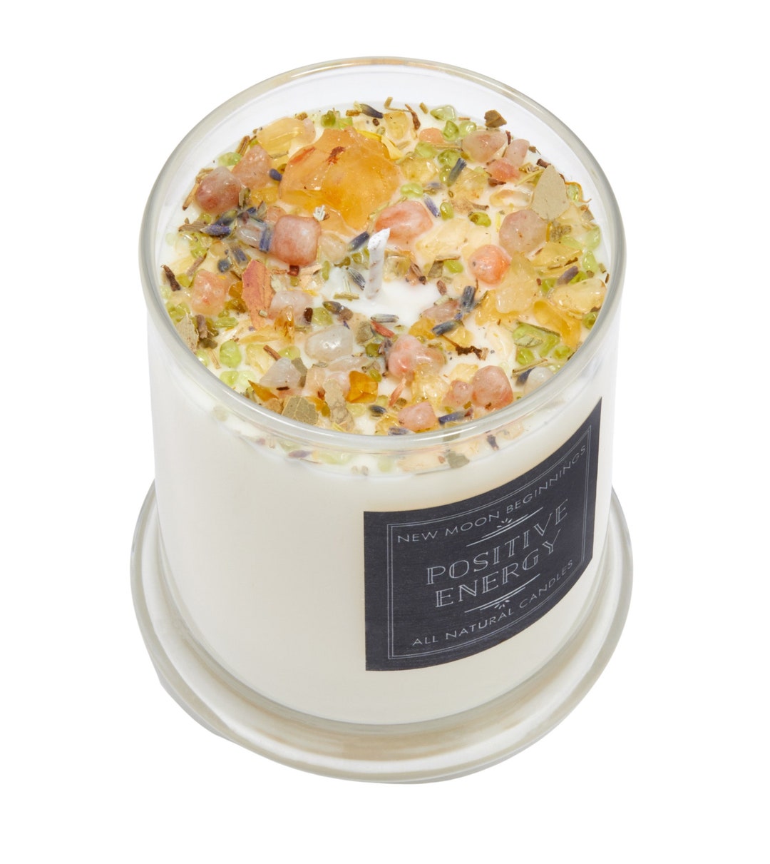 Positive Energy Candles - Crystal & Herb Candle - Soy Aromatherapy ...