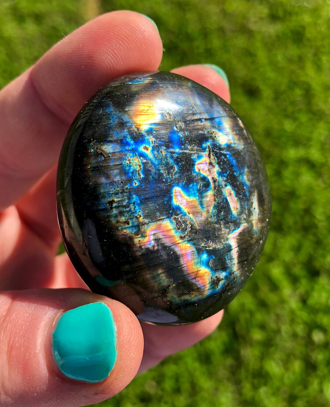 Spectrolite Stone Polished Spectrolite Palm Stone - Etsy