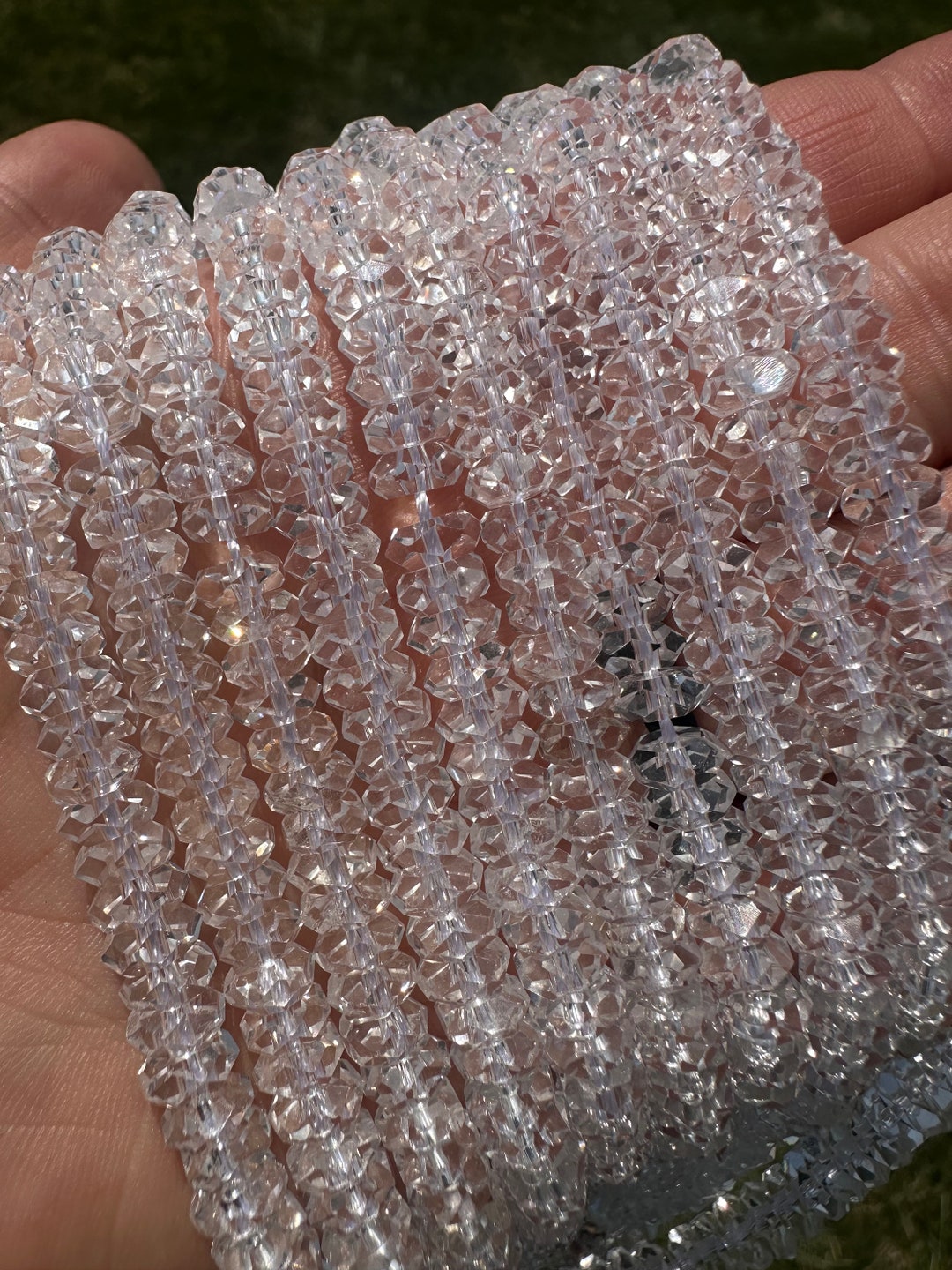 Clear Quartz Bead Strands Grade A Faceted Rondelle Beads - Etsy