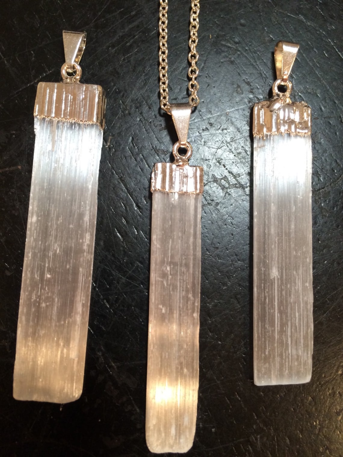 Selenite Pendant Selenite Necklace Selenite Jewelry - Etsy