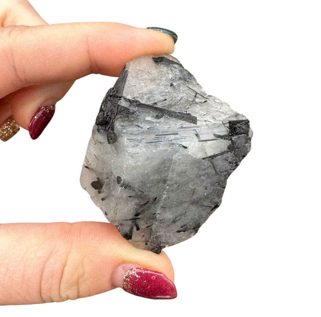Raw Tourmalinated Quartz Crystal (.5" - 3") Grade AB Raw Black Tourmaline Stone - Rough Quartz ...