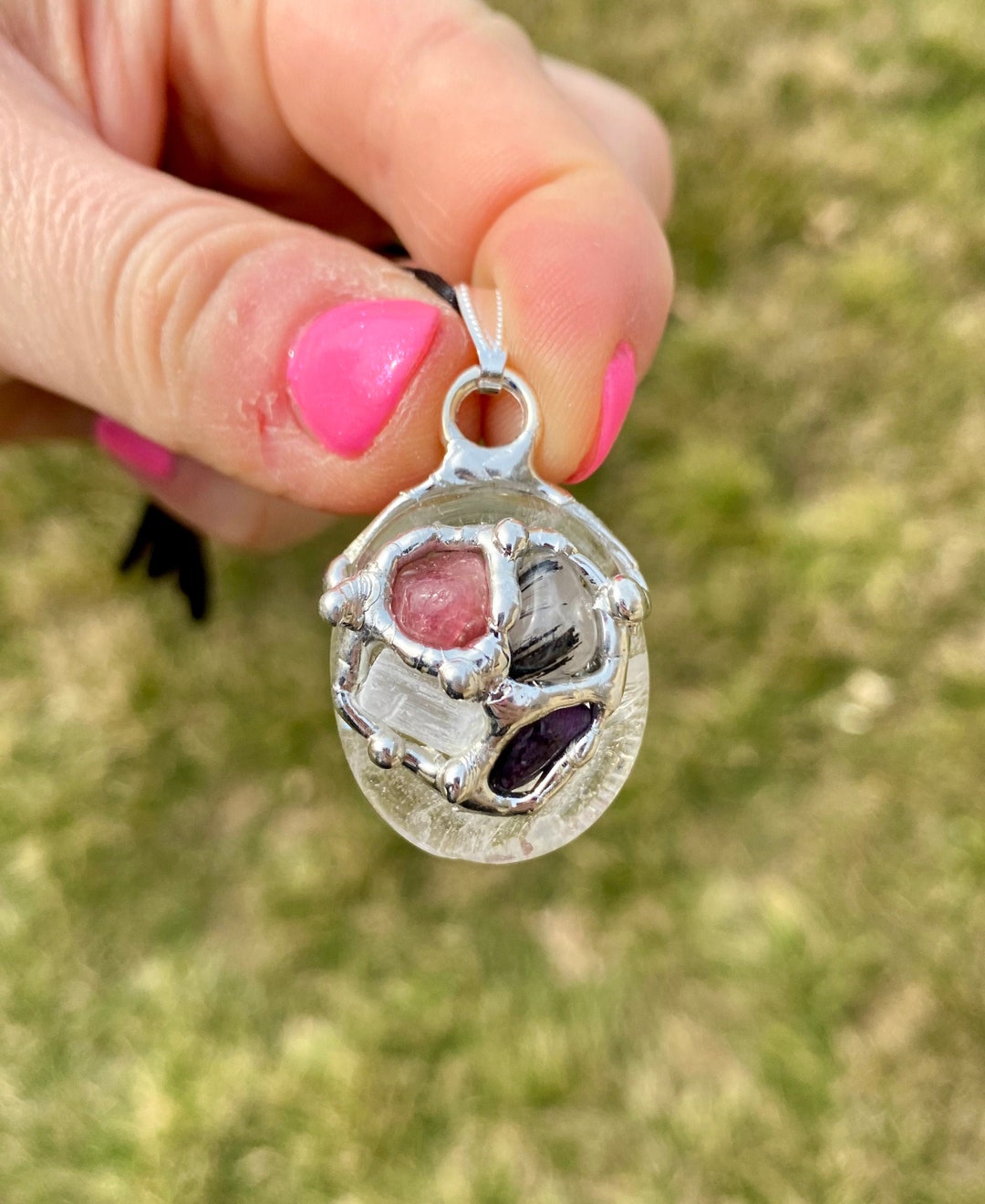Spiritual Empath Amulet - Sensitive Peacemaker Pendant - Selenite, Pink ...