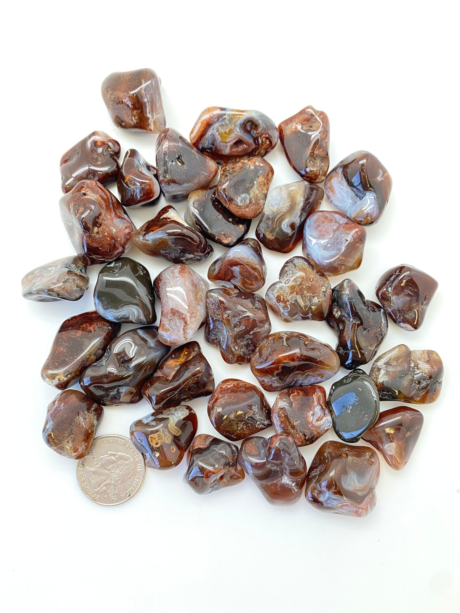 Mexican Fire Agate Stone 0.5 1.75 Fire Agate Crystal Polished Tumbled ...