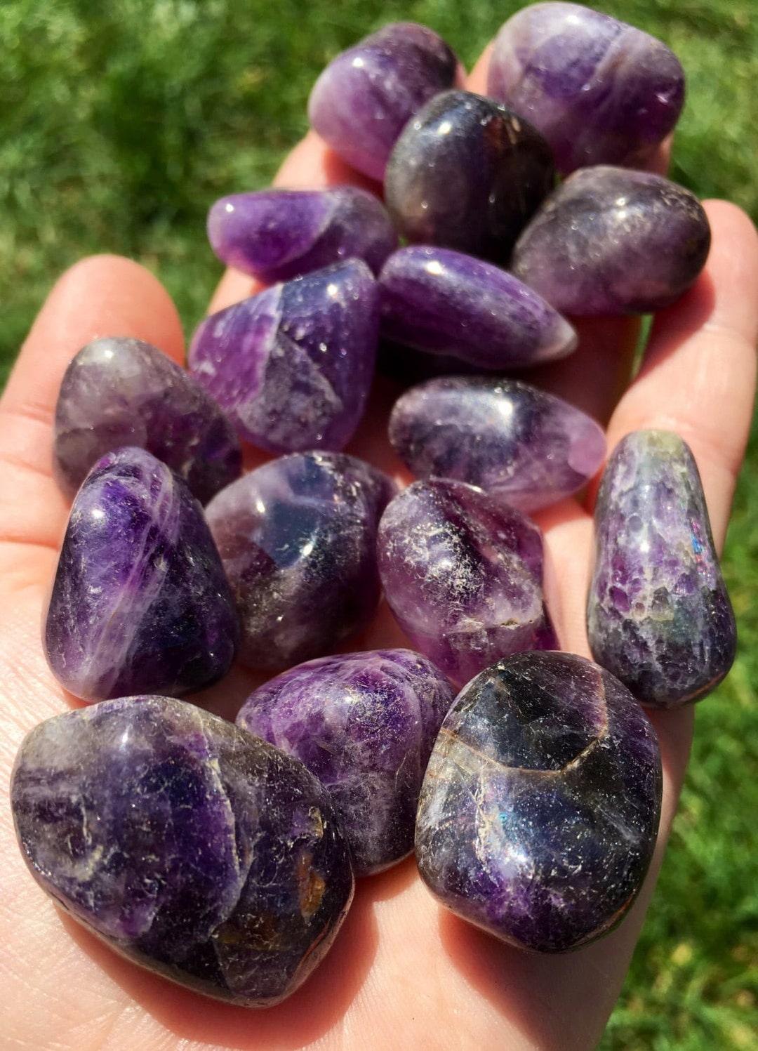 Amethyst Tumbled Crystal - Tumbled Amethyst Stone - Multiple Sizes ...
