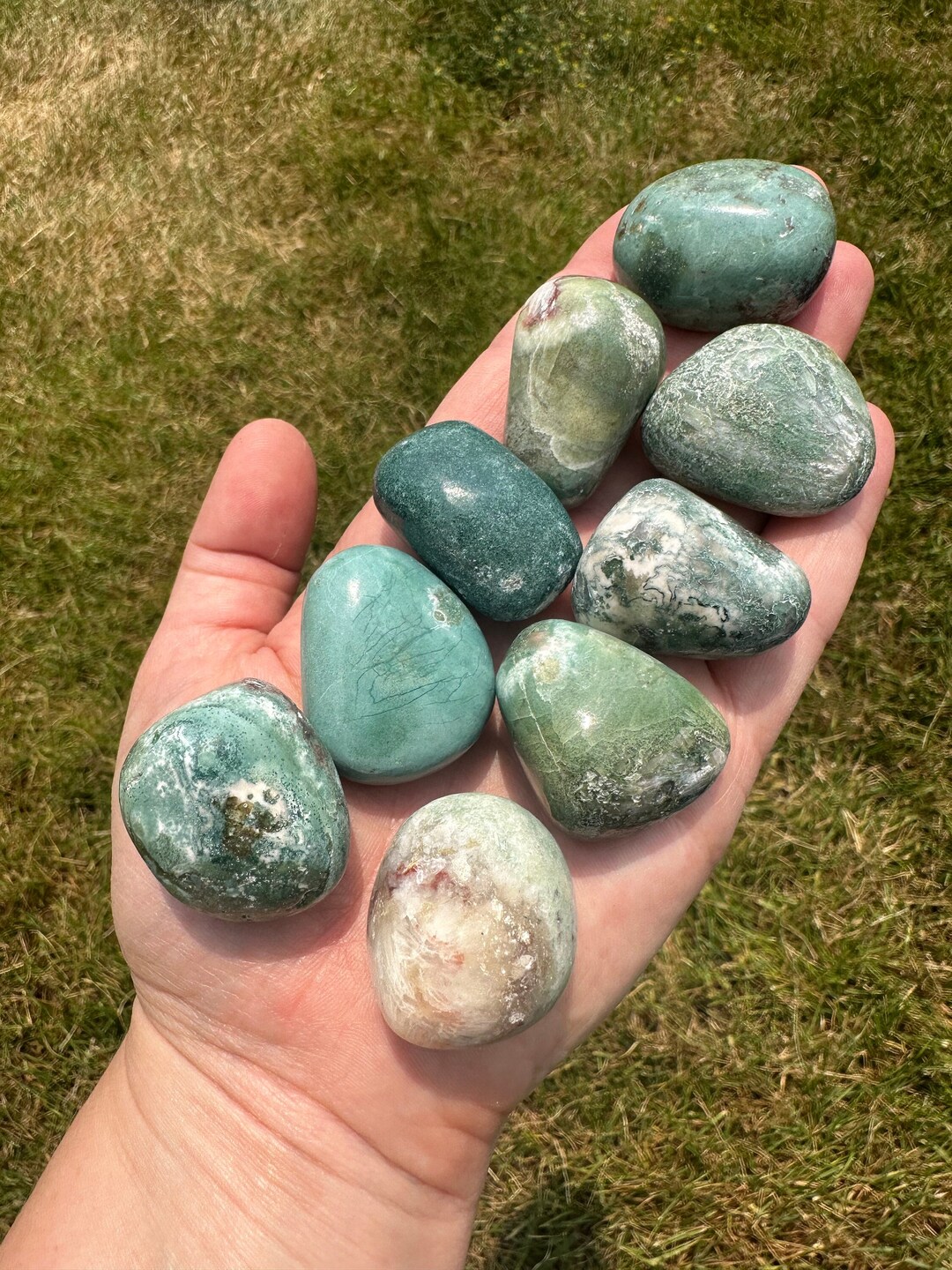 Green Stilbite Tumbled Stone - Polished Celadonite in Stilbite ...