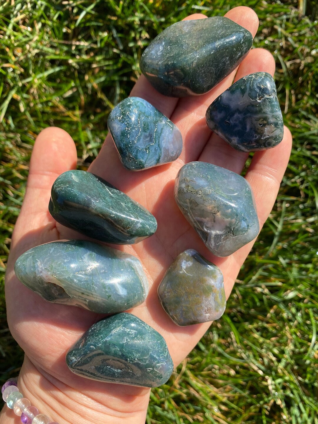 Moss Agate Tumbled Stone - XL - Multiple Sizes Available - Tumbled Moss ...