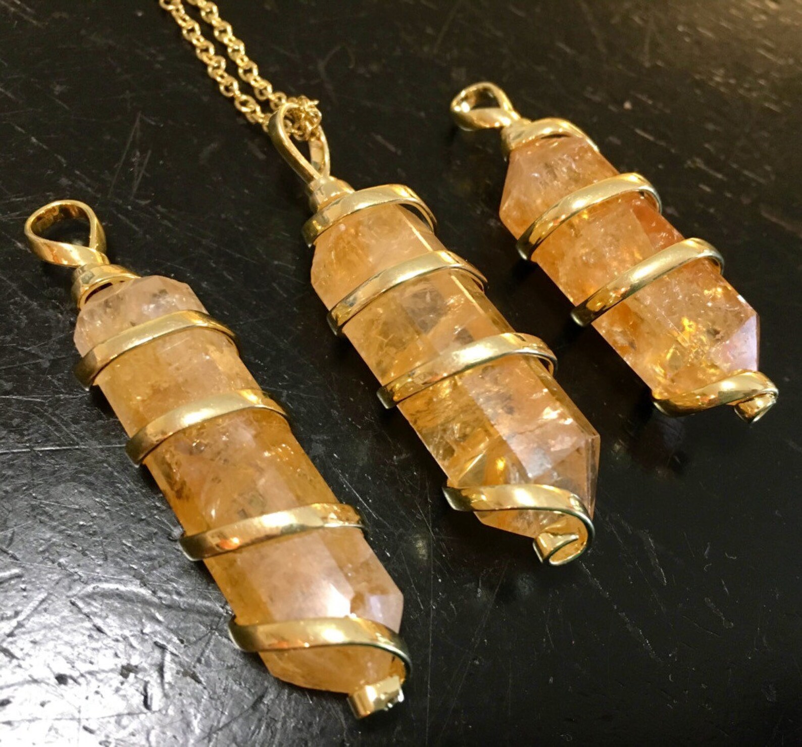 Citrine Pendant Gold Citrine Crystal Citrine Necklace Gold - Etsy