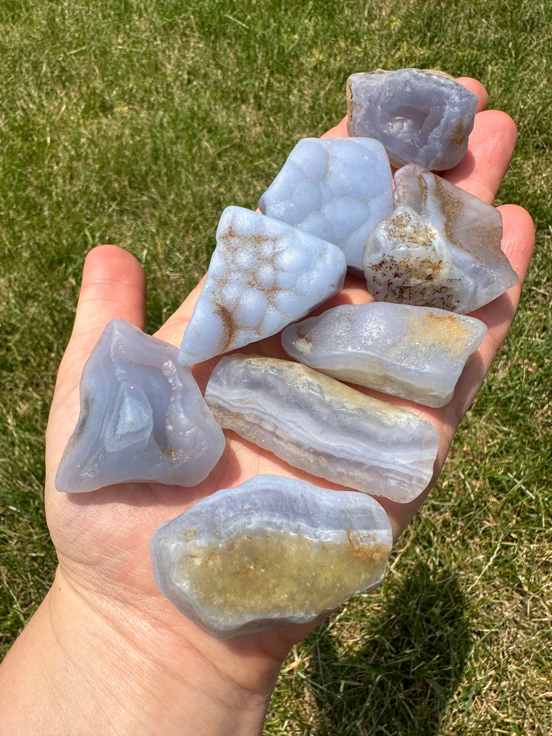 Blue Chalcedony Stone - Rough Chalcedony Crystal - Semi-polished ...