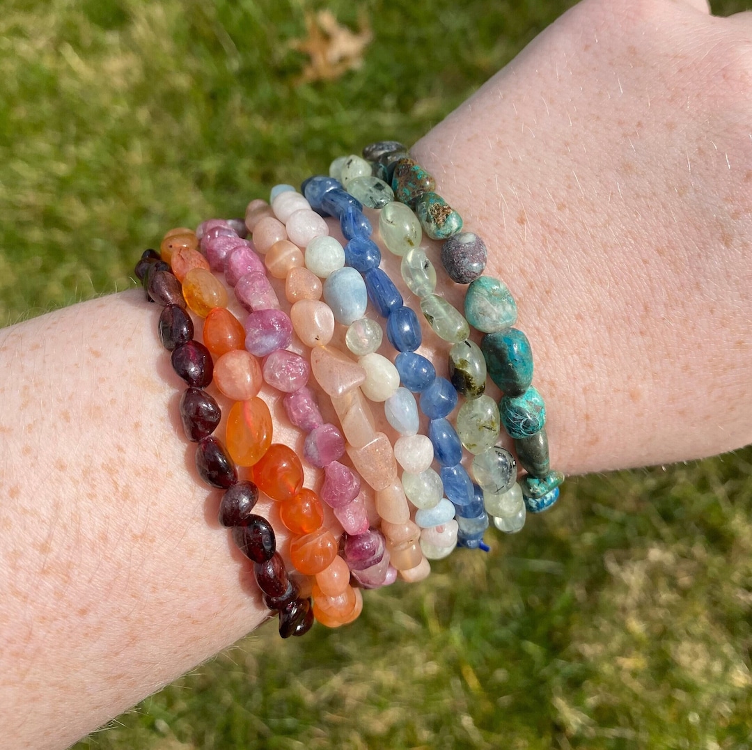 Crystal Chip Bracelets (elastic) - Polished Crystal Pebble Bracelet ...