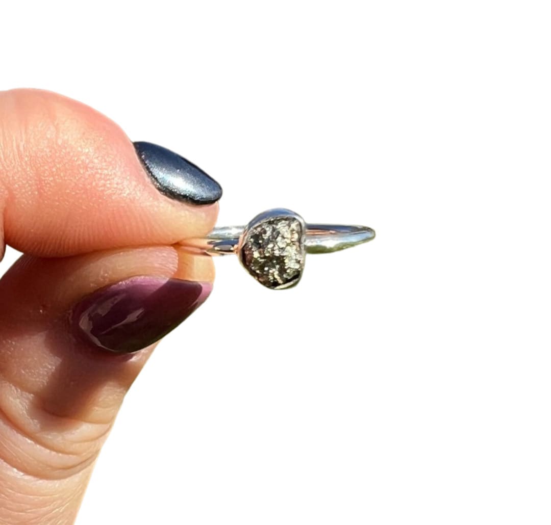 Raw Pyrite Ring - Sterling Silver - Sizes 4 to 10 (US) - Dainty Raw ...