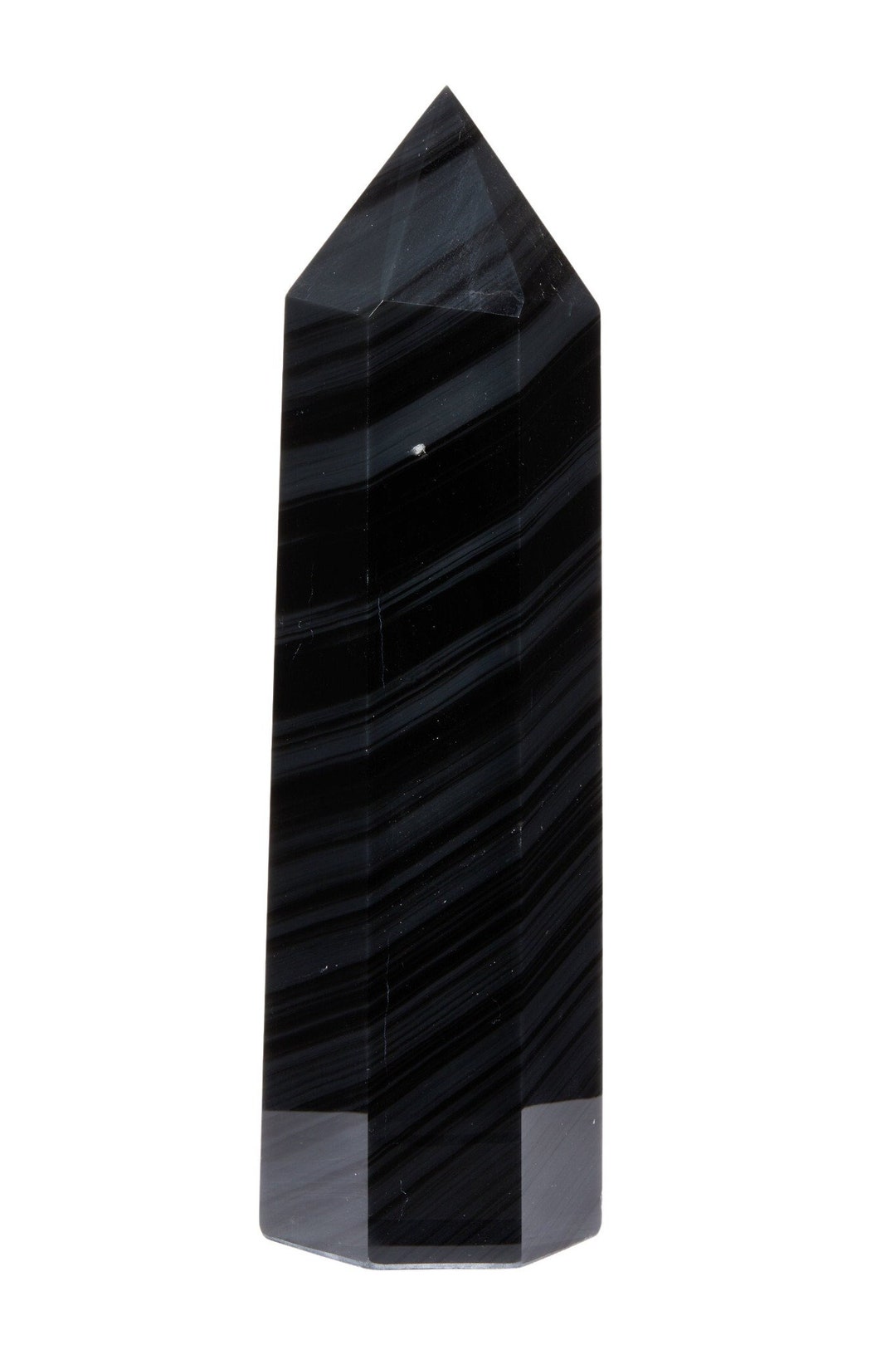 Black Obsidian Stone Tower Polished Obsidian Crystal Point Standing ...