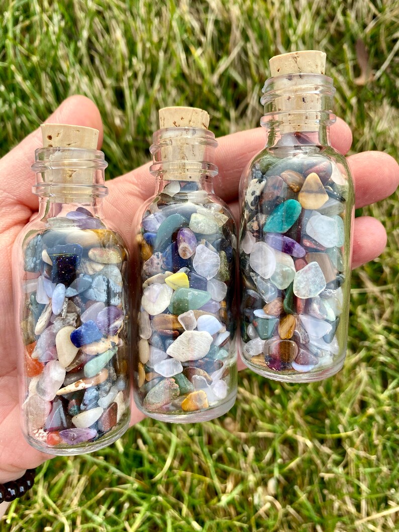 Mixed Gemstone Crystal Bottle mixed Stone Bottle gemstone | Etsy