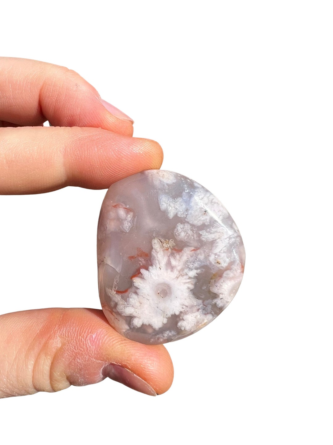 Flower Agate Palm Stone 1.25 2.5 Flower Agate Worry Stone Polished ...