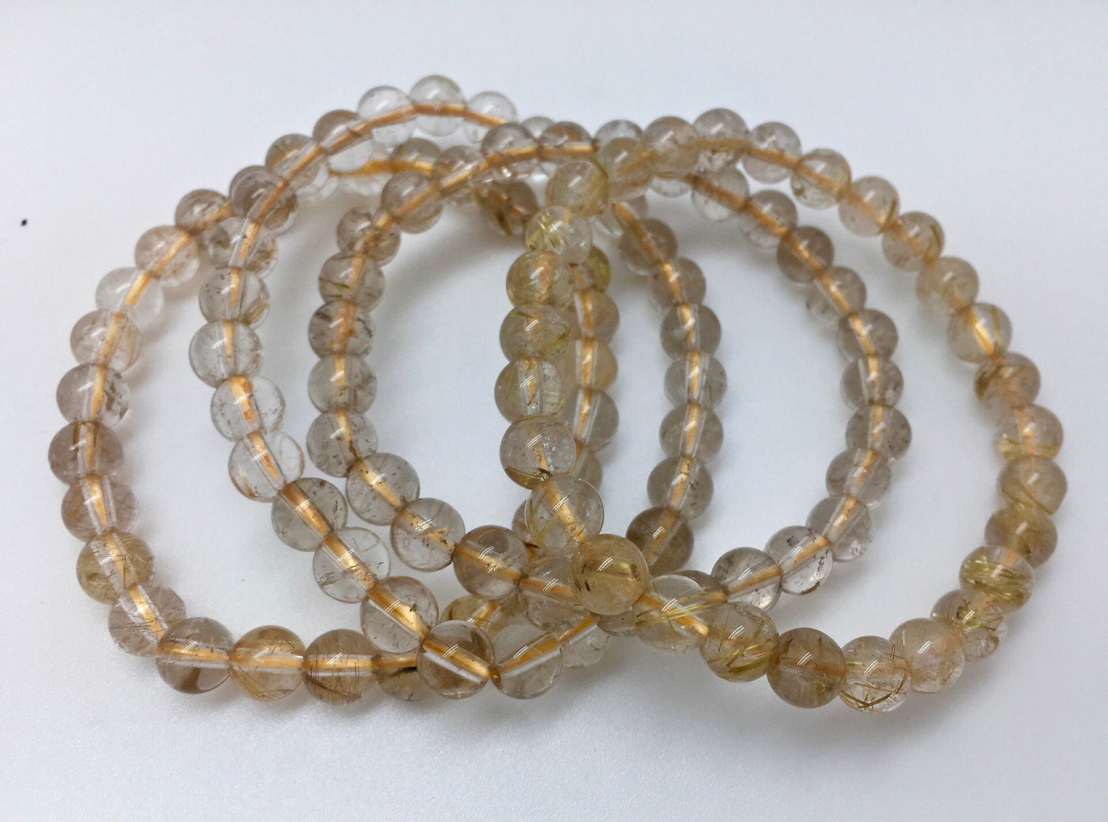 Golden Rutilated Quartz Bracelet Elastic Bracelet | Etsy