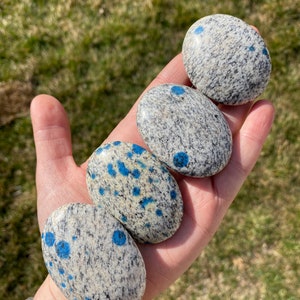 K2 Stone (azurite in Quartz) Oval Palm Stone - (2" - 3") - Polished ...