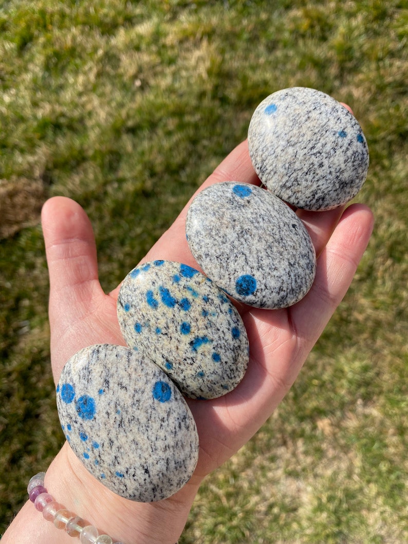 K2 Stone azurite in Quartz Oval Palm Stone 2 | Etsy