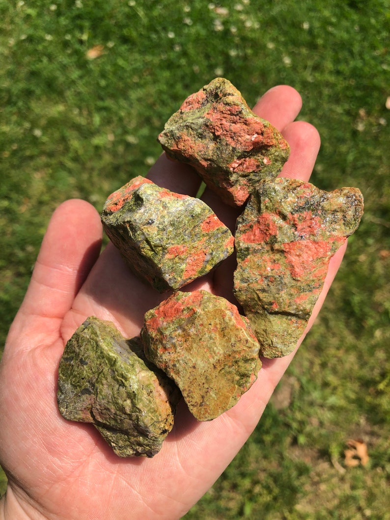 Raw Unakite stone unakite rough stones healing crystals | Etsy