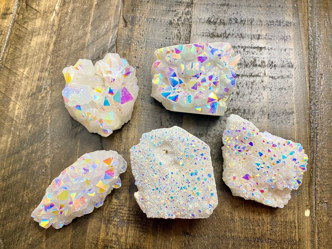 Sparkly Angel Aura Quartz Cluster - Rainbow Angel Aura Quartz - Raw ...