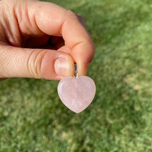 Rose Quartz Heart Necklace - Rose Quartz Pendant - Polished Heart ...