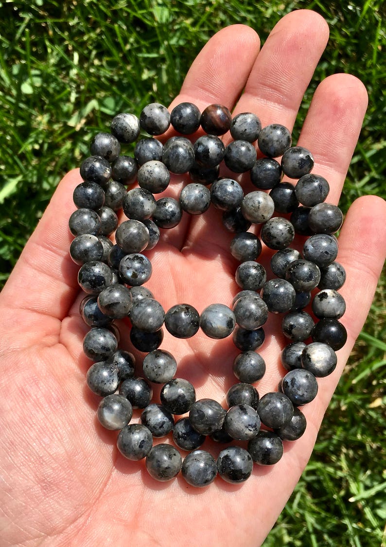 Larvikite Bracelet 8mm Elastic Bracelet healing crystals and | Etsy