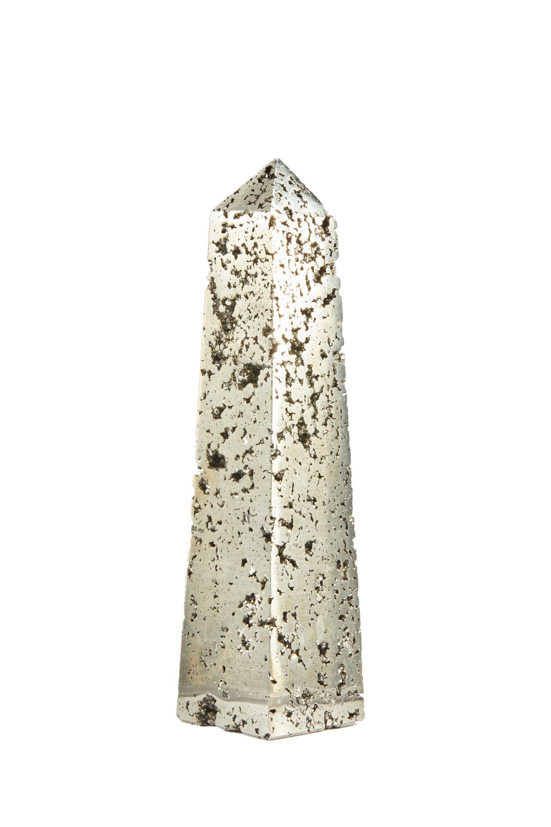 One of a Kind Pyrite Obelisk - Polished Pyrite Crystal Tower - Standing ...