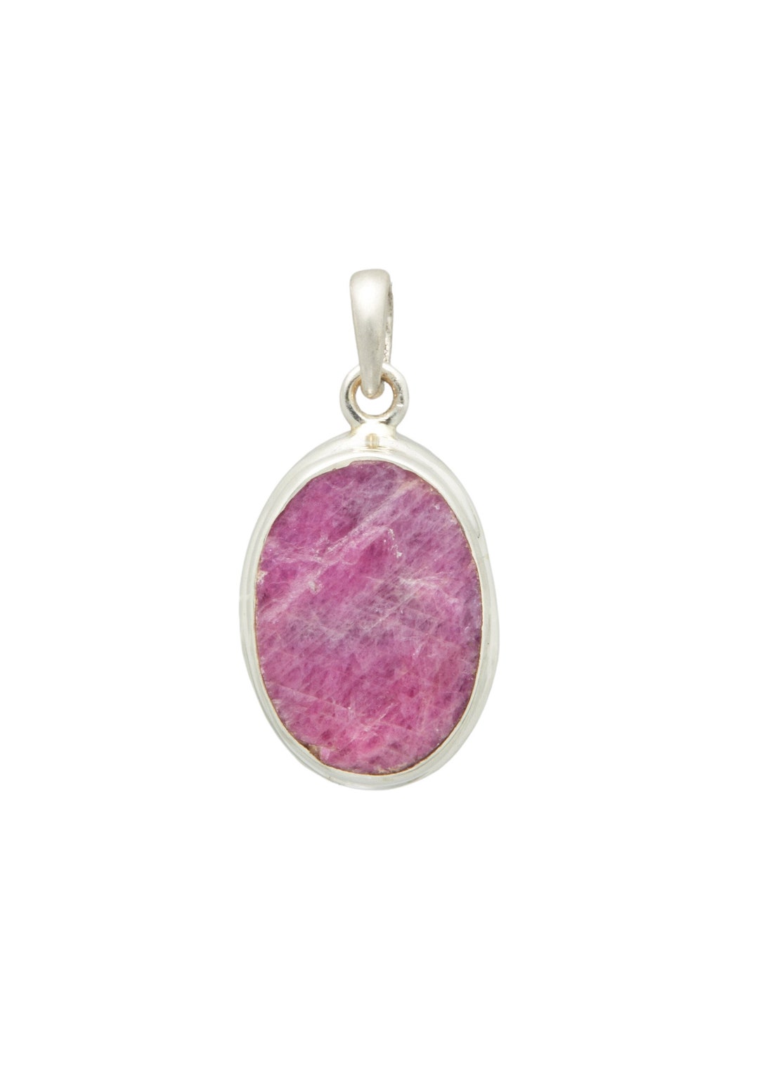 Natural Ruby Pendant in Sterling Silver - Ruby Oval Pendant - 100% ...