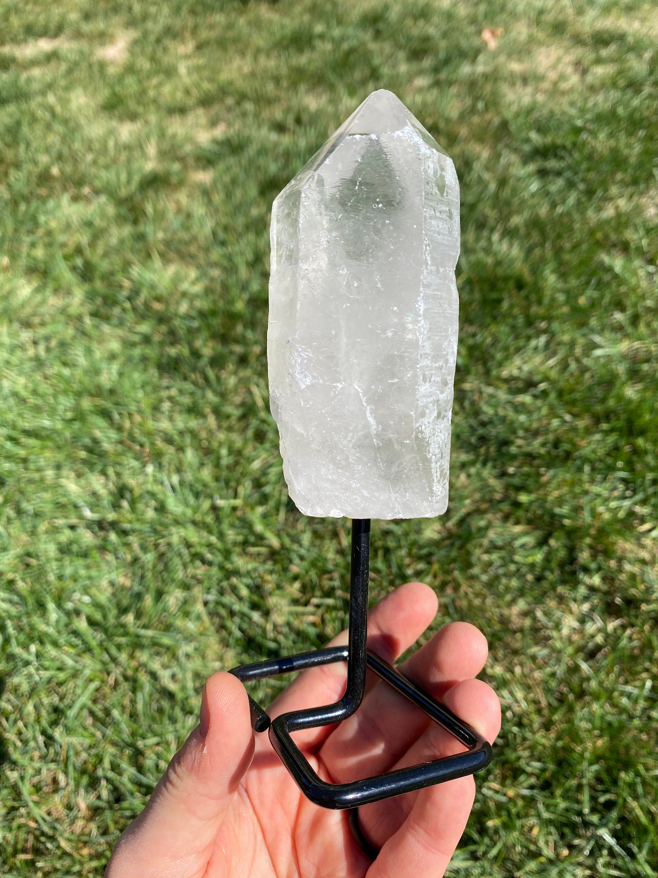 Clear Quartz Point on Metal Pin Stand 5.5 6.5 | Etsy