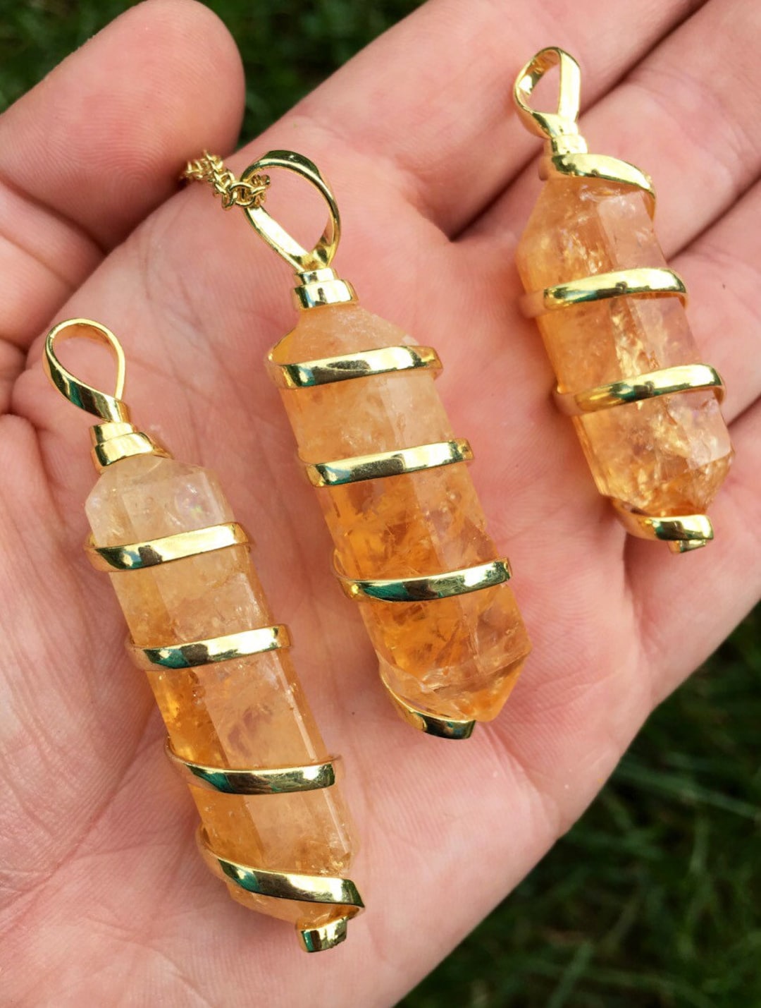 Citrine Pendant Gold - Citrine Crystal - Citrine Necklace Gold ...