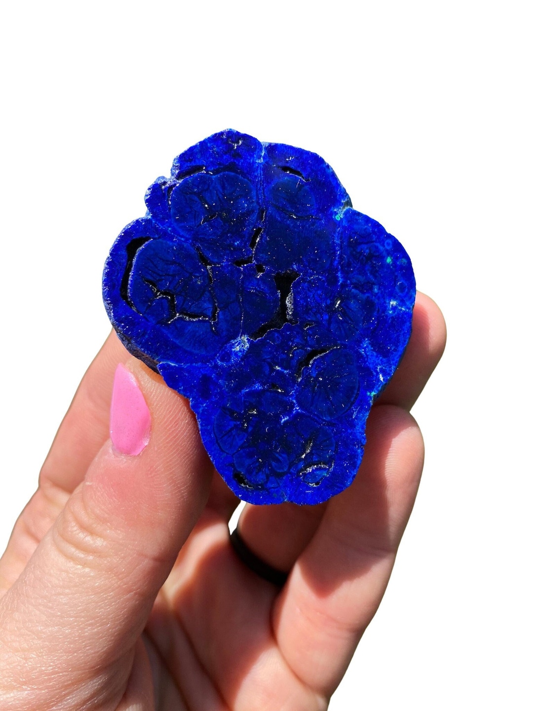 Azurite Crystal Blueberry - One Side Polished Azurite Malachite Stone ...