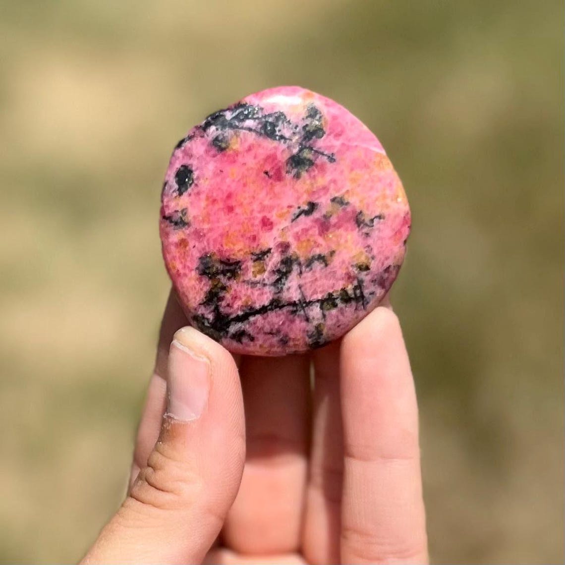 Rhodonite Palm Stone - Rhodonite Crystal - Polished Rhodonite Crystal ...