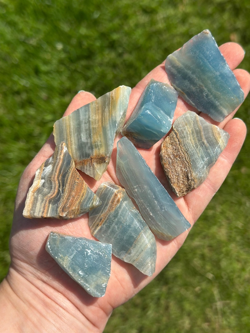 Raw Lemurian Aquatine Calcite - Rough Polished Lemurian Calcite - Raw ...