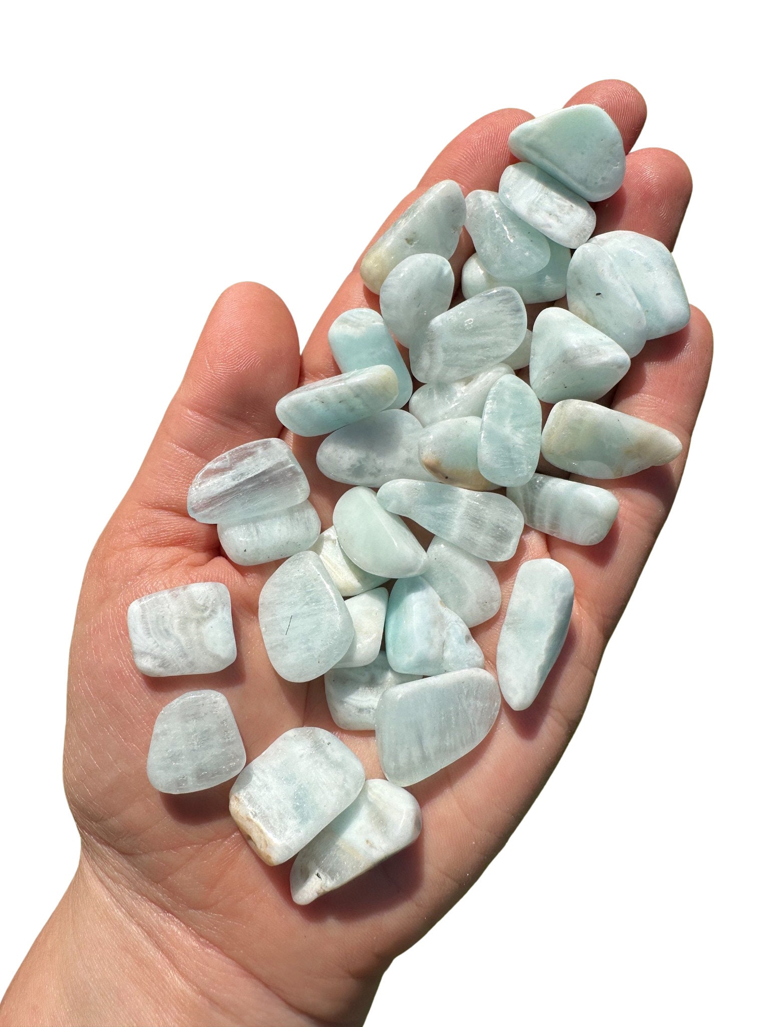 Tumbled Caribbean Calcite (A+ Grade) - Caribbean Blue Calcite Crystal ...
