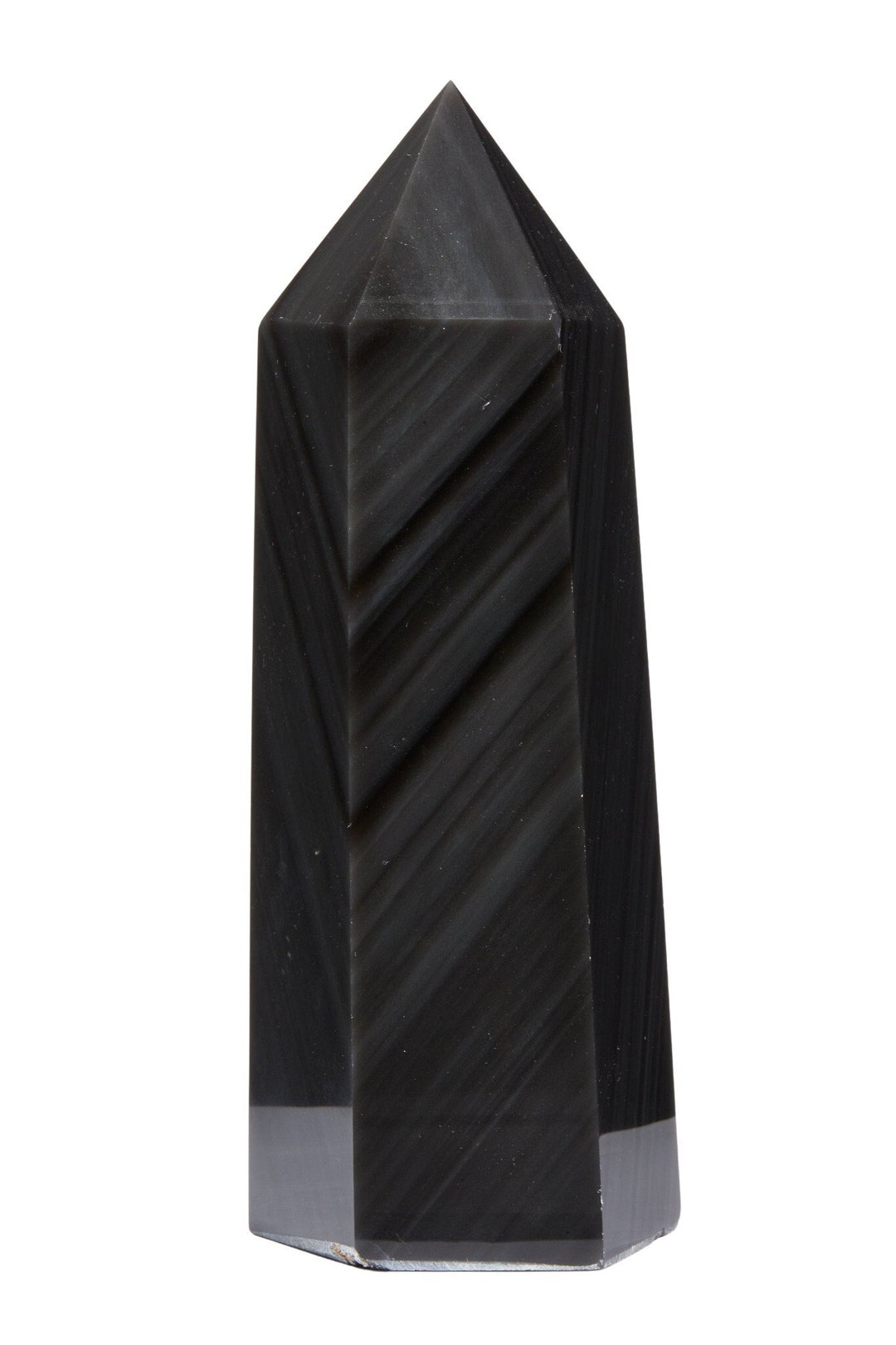 Black Obsidian Stone Tower Large Obsidian Crystal Point Polished ...