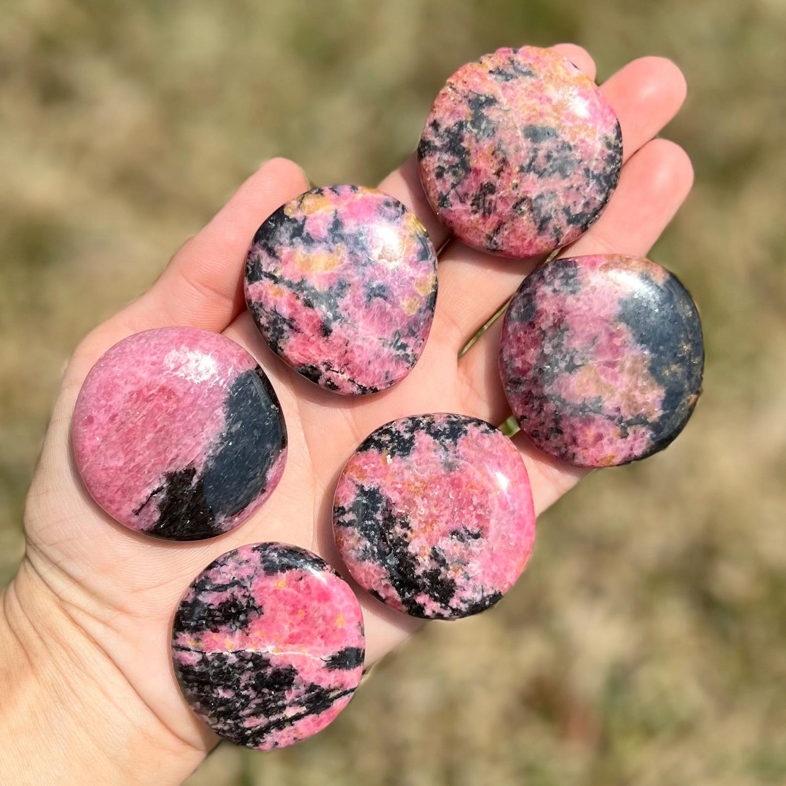 Rhodonite Palm Stone - Rhodonite Crystal - Polished Rhodonite Crystal ...