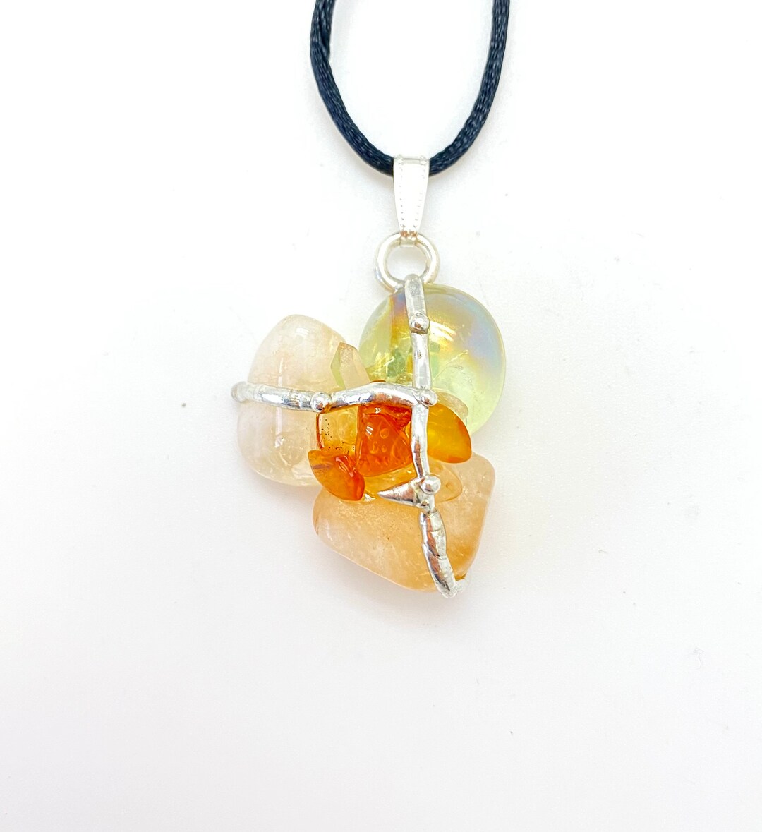 Solar Plexus Chakra Amulet - Sun Amulet - Citrine & Aura Quartz ...