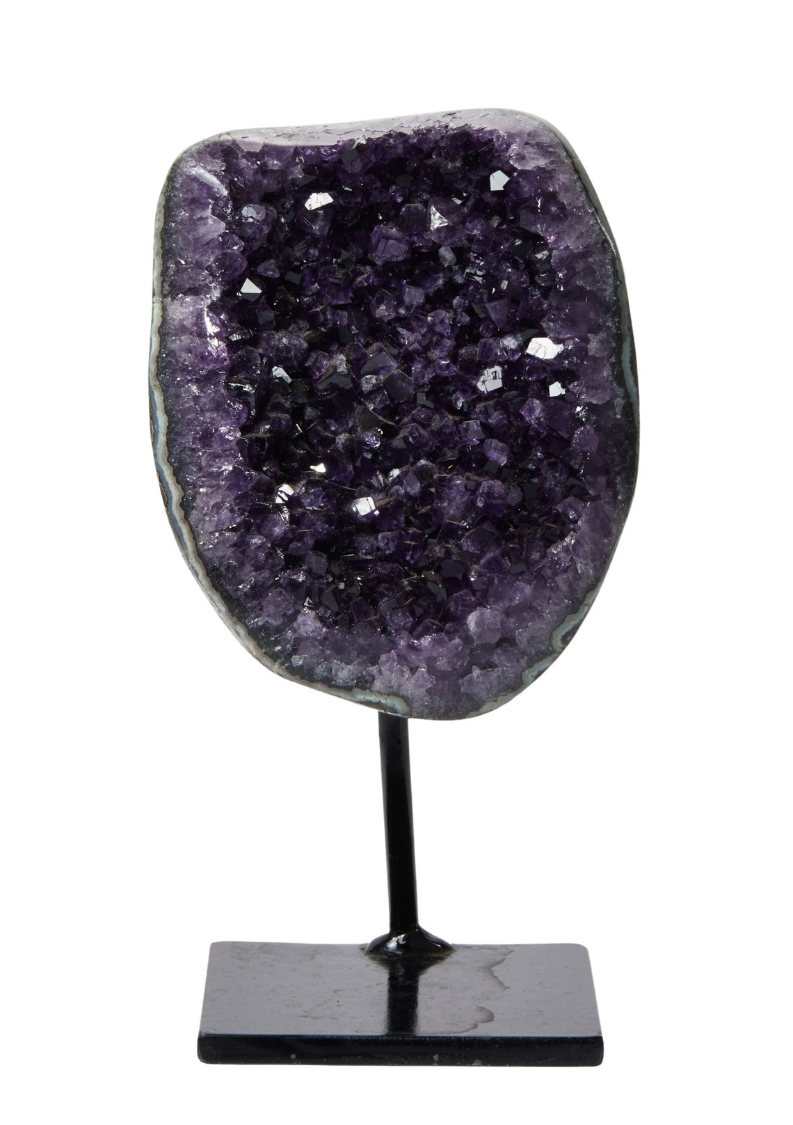 Raw Amethyst Cluster With Metal Stand Raw Amethyst Crystal - Etsy