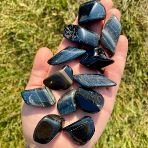 Blue Tigers Eye Tumbled Stone - Multiple Sizes Available - Tumbled Hawk ...