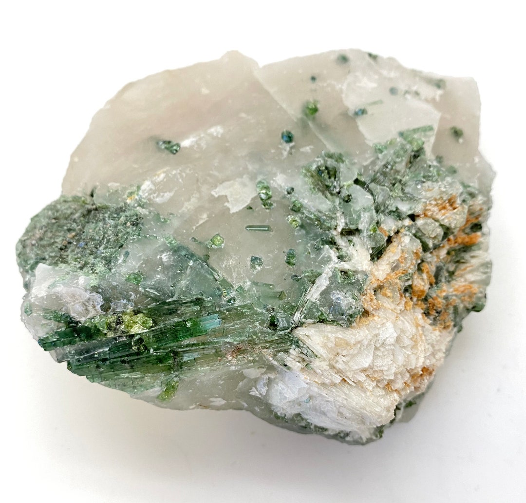 Raw Green Tourmaline in Quartz - Raw Green Tourmaline Crystal - Raw ...
