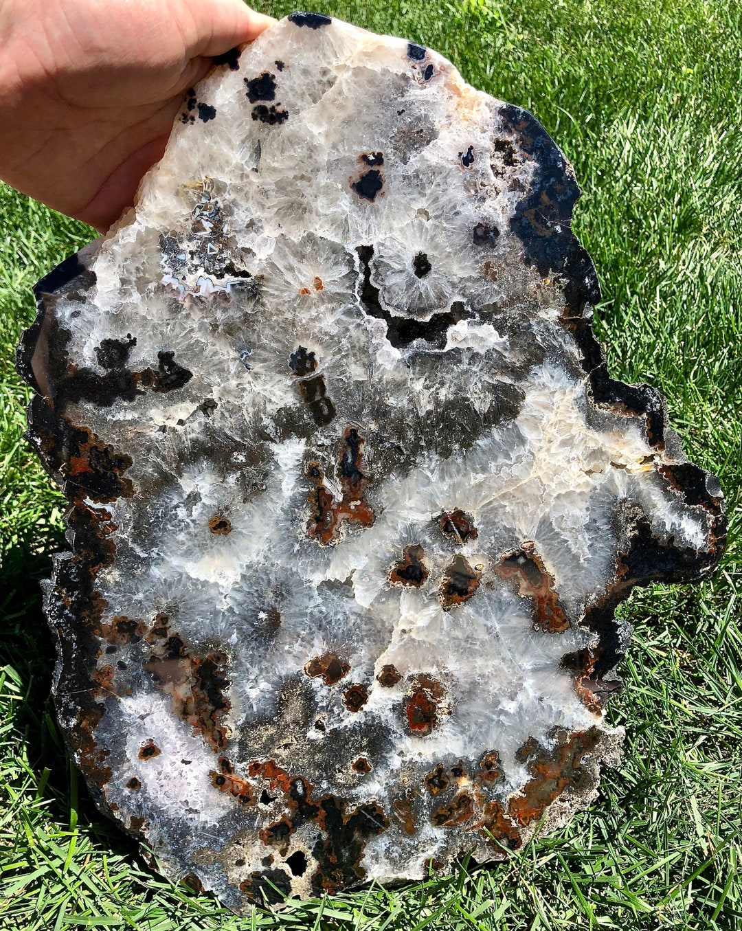 Agate Slice Large - Quartz Crystal - Large Agate Slab - Crystal Agate ...