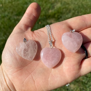 Rose Quartz Heart Necklace - Rose Quartz Pendant - Polished Heart ...