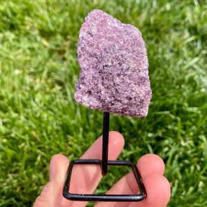 Raw lepidolite stone on metal stand lilac lepidolite crystal | Etsy