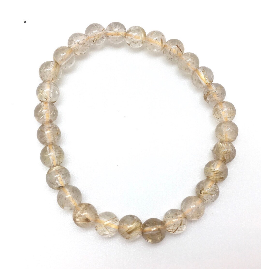 Golden Rutilated Quartz Bracelet - Elastic Bracelet - Rutilated Quartz ...