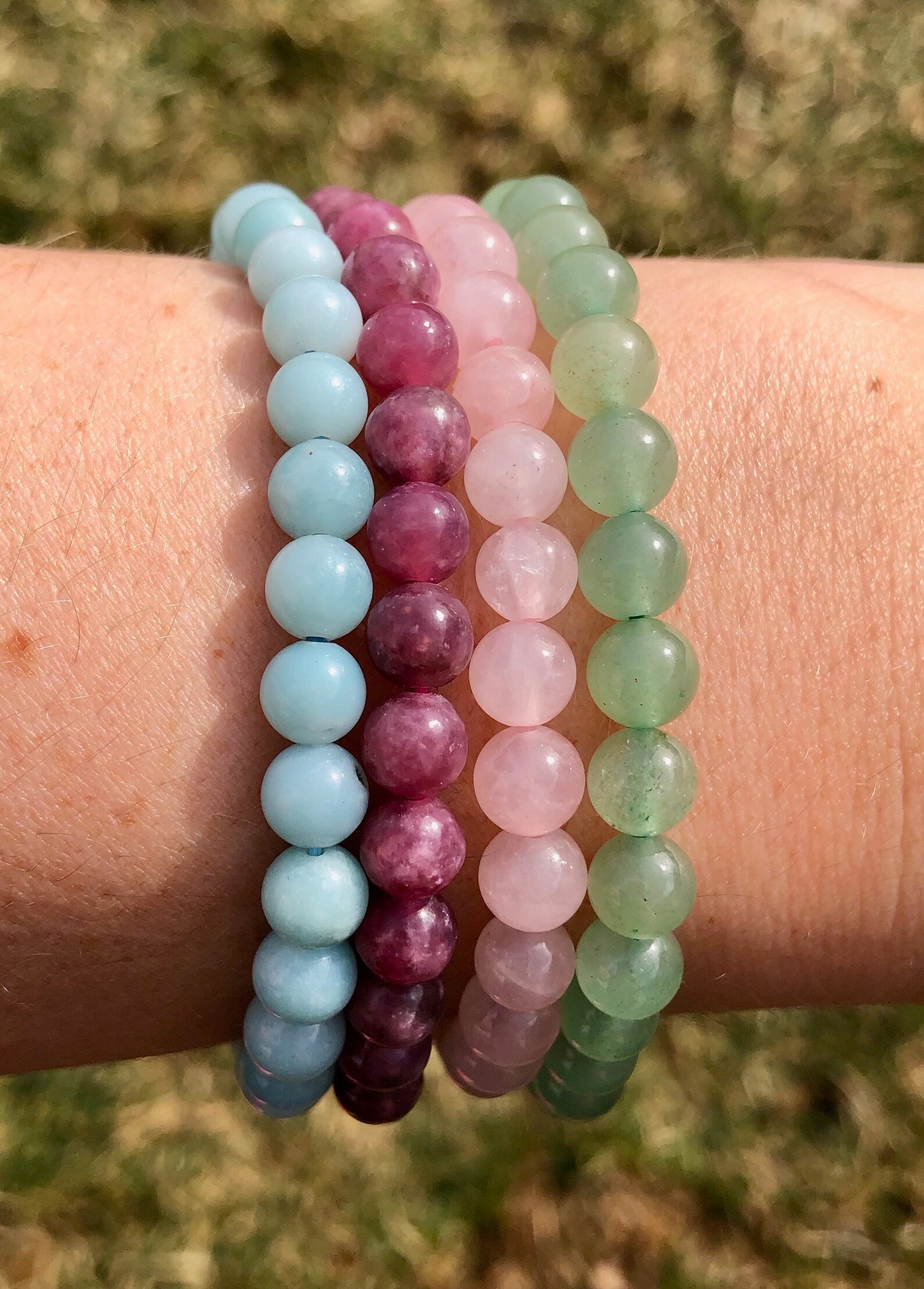 Worry & Calming Crystal Bracelet Set - Elastic Bracelets Crystals and ...