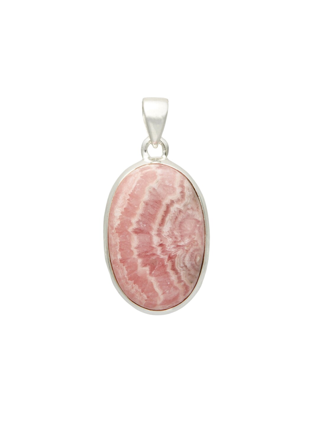 Rhodochrosite Pendant in Sterling Silver - Rhodochrosite Oval Pendant ...