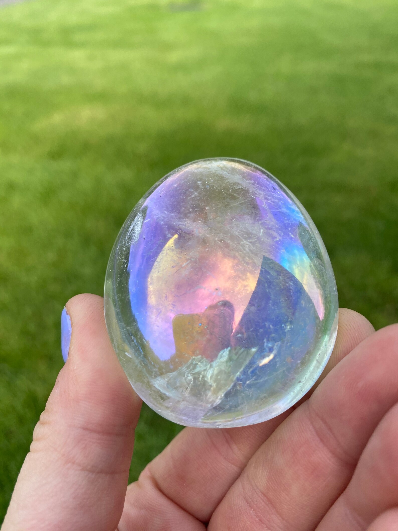 Angel Aura Quartz Crystal 1.5 3 Palm Stone | Etsy