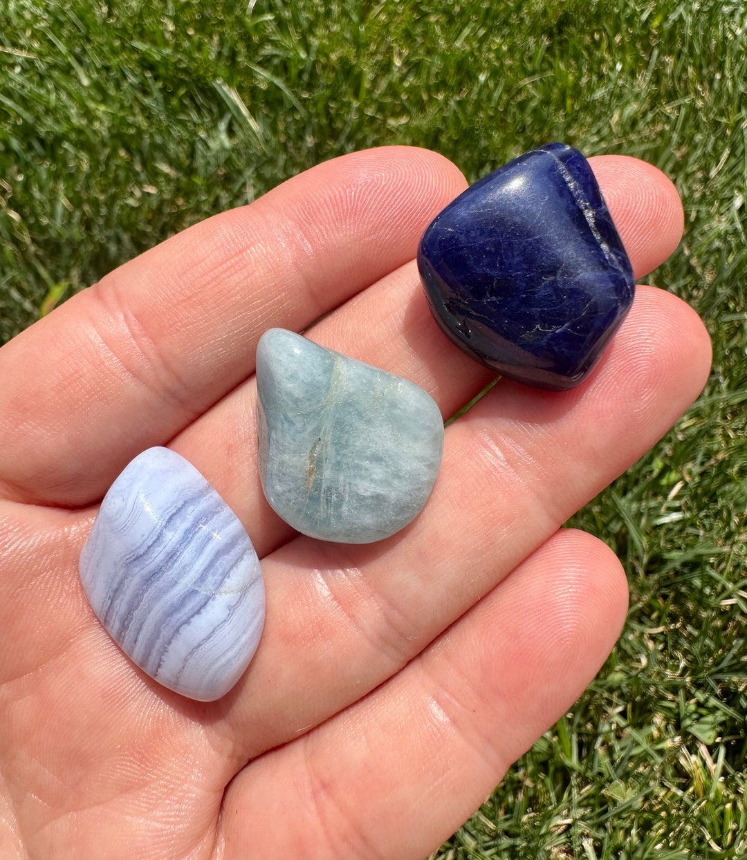 Throat Chakra Stone Set - Healing Crystals - Tumbled Aquamarine, Blue ...