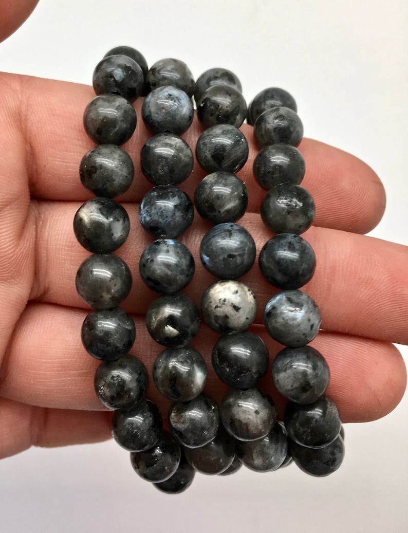 Larvikite Bracelet 8mm Elastic Bracelet Healing Crystals and | Etsy